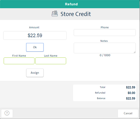 Processing a Store Credit Refund