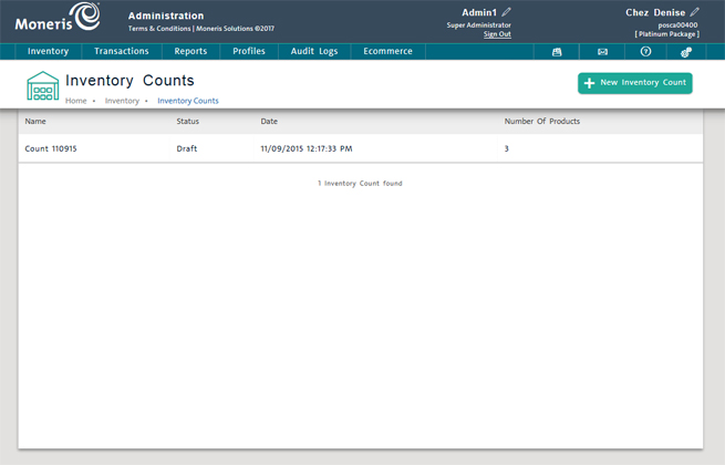 The Inventory Counts View