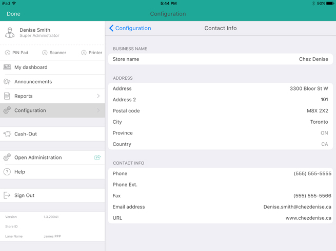 Configuring Store Contact Information